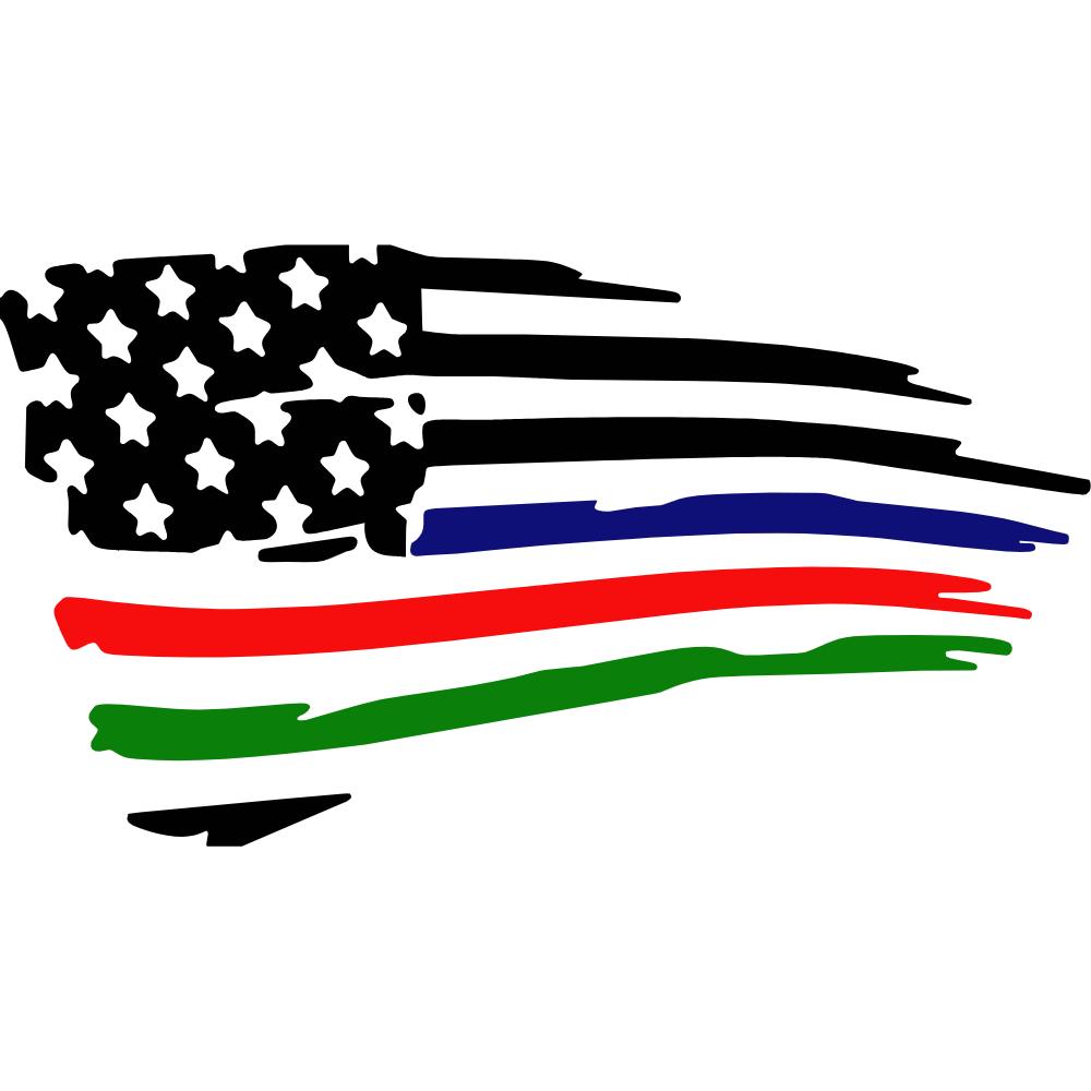 Thin Blue/Red/Green Line Flag Decal